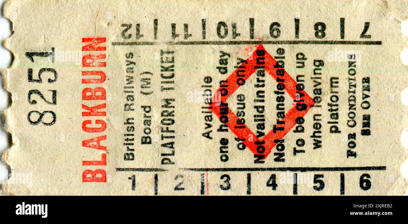 Blackburn railway station platform ticket Stock Photo - Alamy