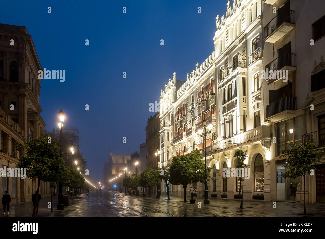 View of Constitución Avenue in the historic center of Seville, the ...