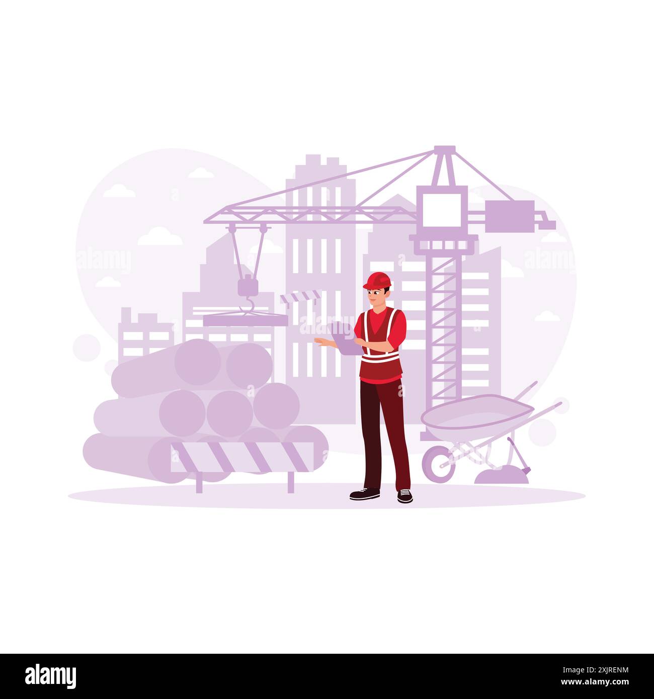 Construction workers talking on construction Stock Vector Images - Alamy