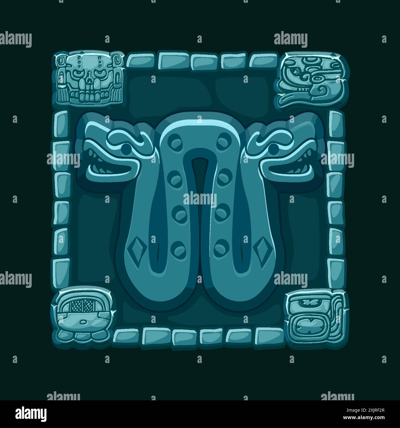 Mayan and Aztec totem of Snake with two heads, Maya and Inca tribal ...