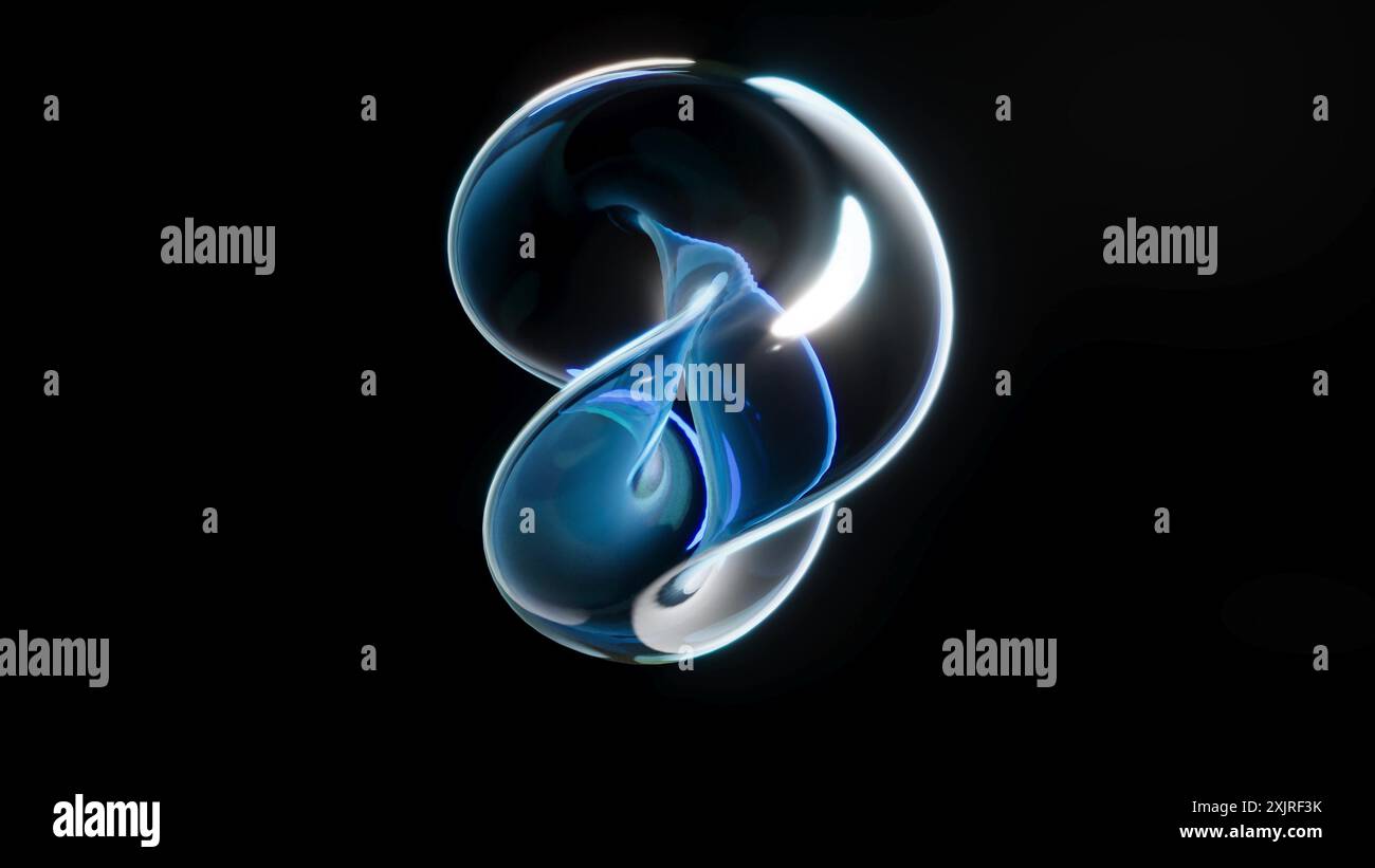 3D abstract holographic object on black bg 3d render Stock Photo - Alamy