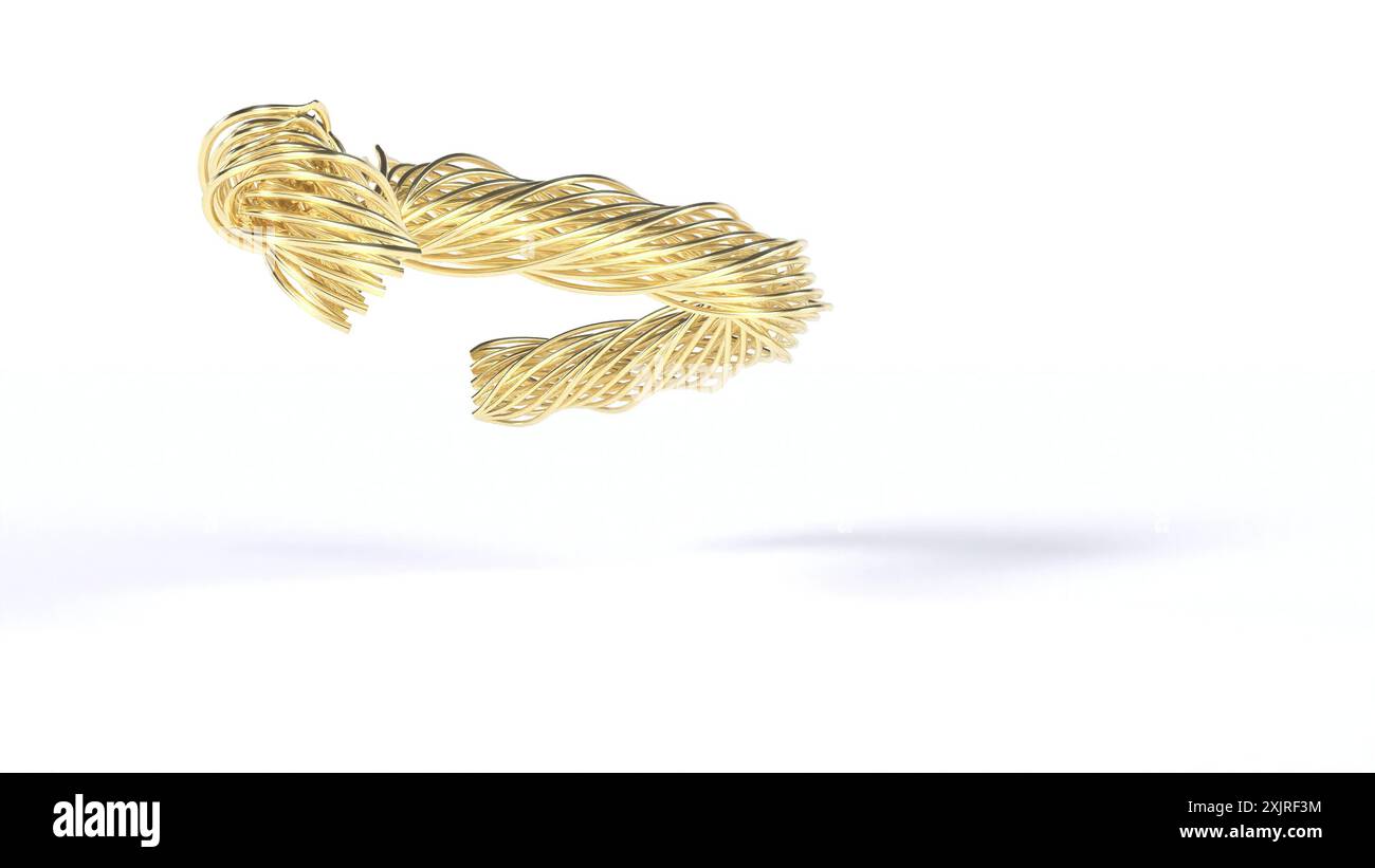 Metal golden knot thread on white bg 3d render Stock Photo - Alamy