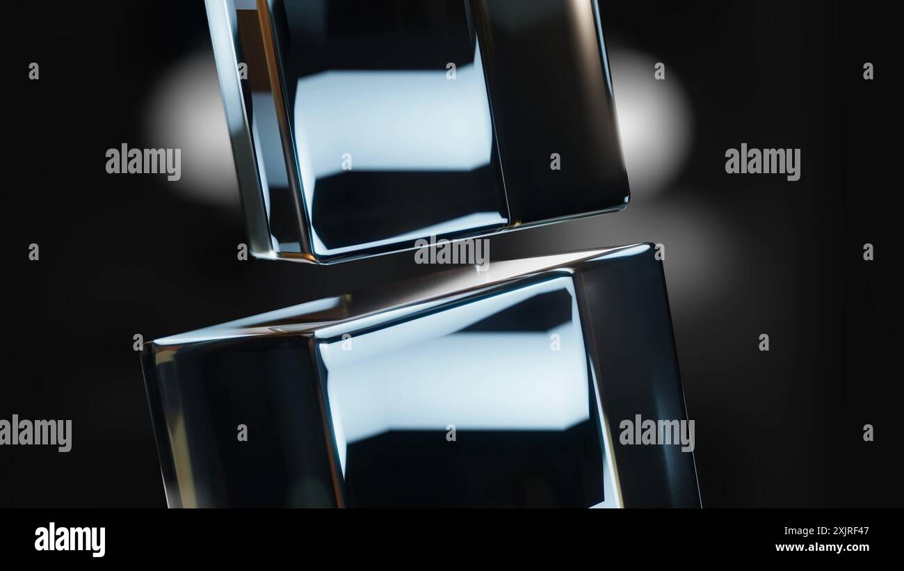 3D Two volumetric glass rectangles rotate in the plane of one face 3d ...