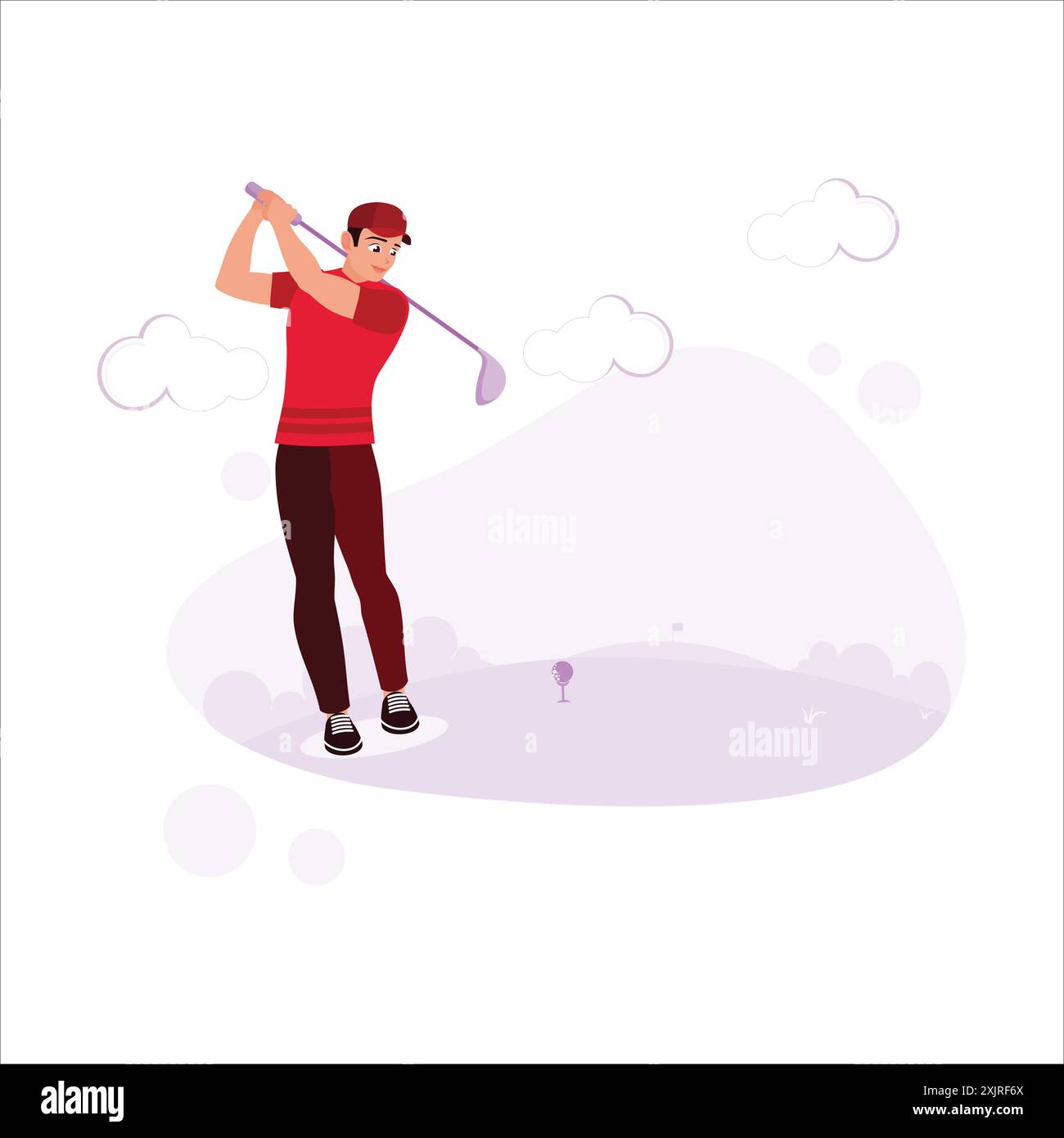 The professional golfer on the golf course is ready to take shots and ...