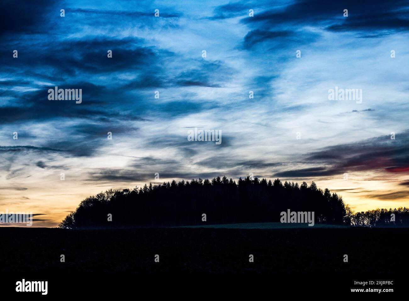 Evening Glow After Sunset Over Agricultural Lands in Fribourg with ...