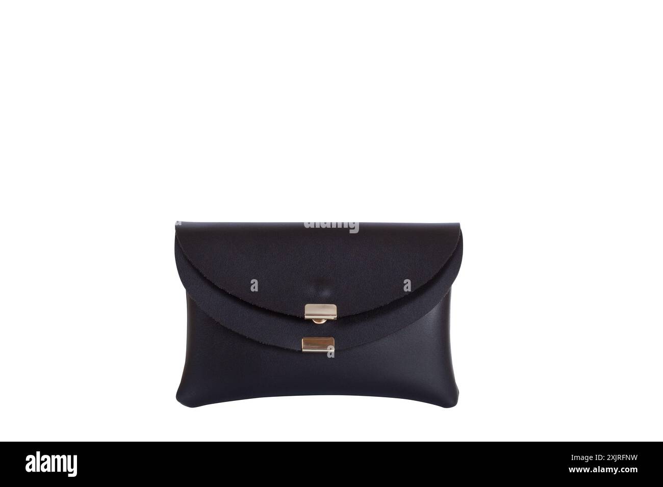 Front view of black Woman clutch bag isolated on white background Stock ...