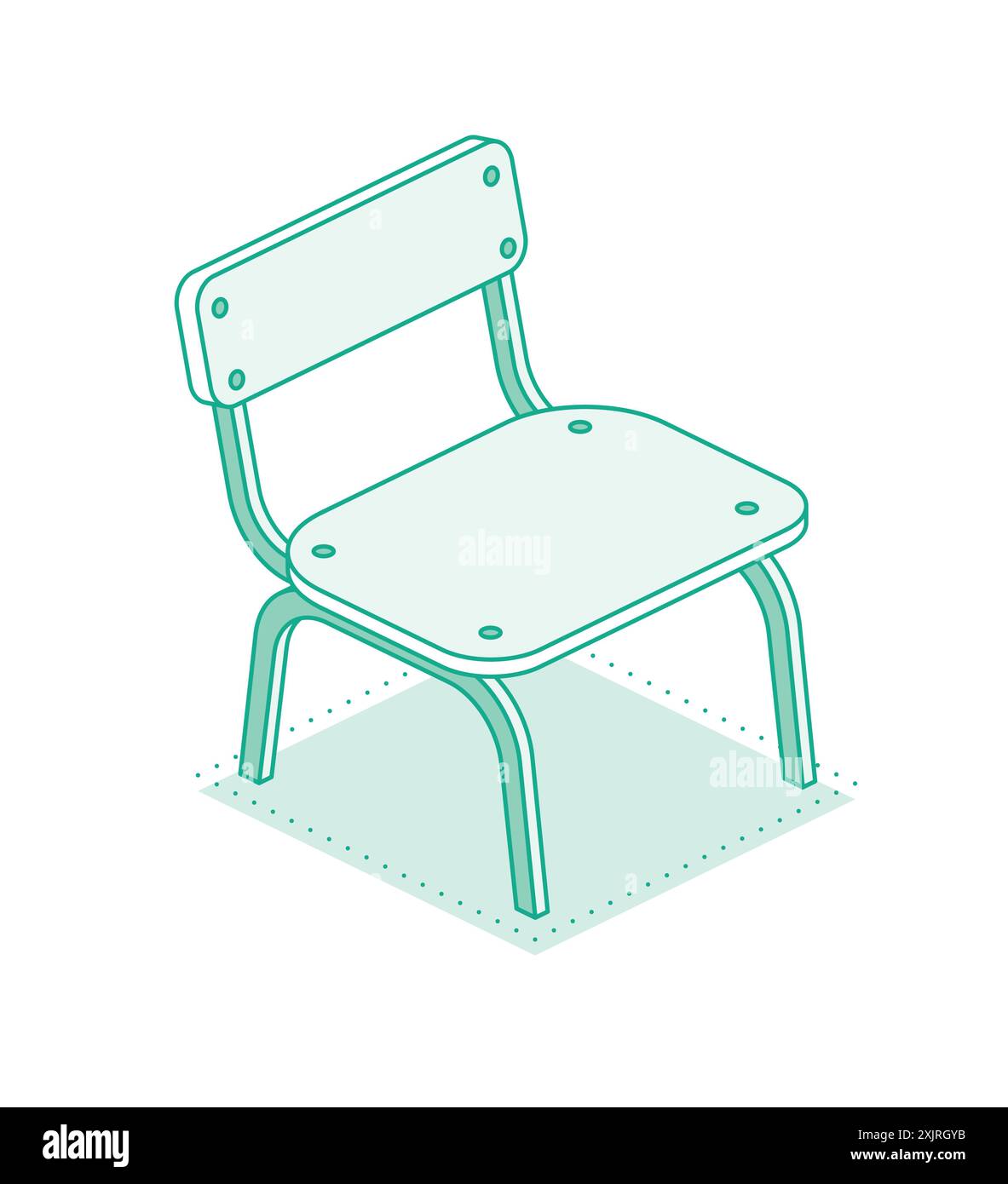 Isometric school chair. Vector illustration. Outline object isolated on ... Isometric school chair. Vector illustration. Outline object isolated on ...