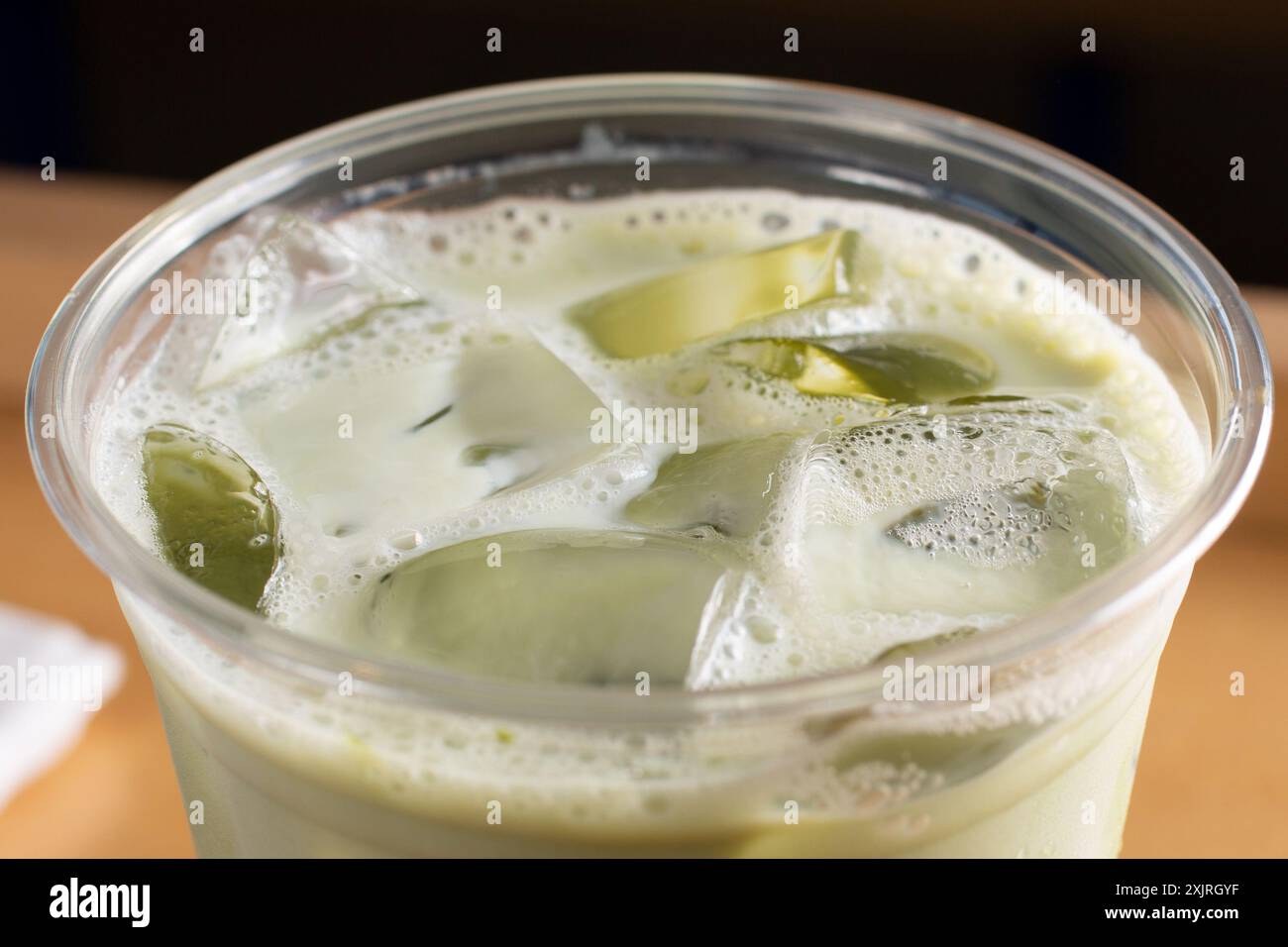 A closeup view of an iced matcha drink Stock Photo - Alamy