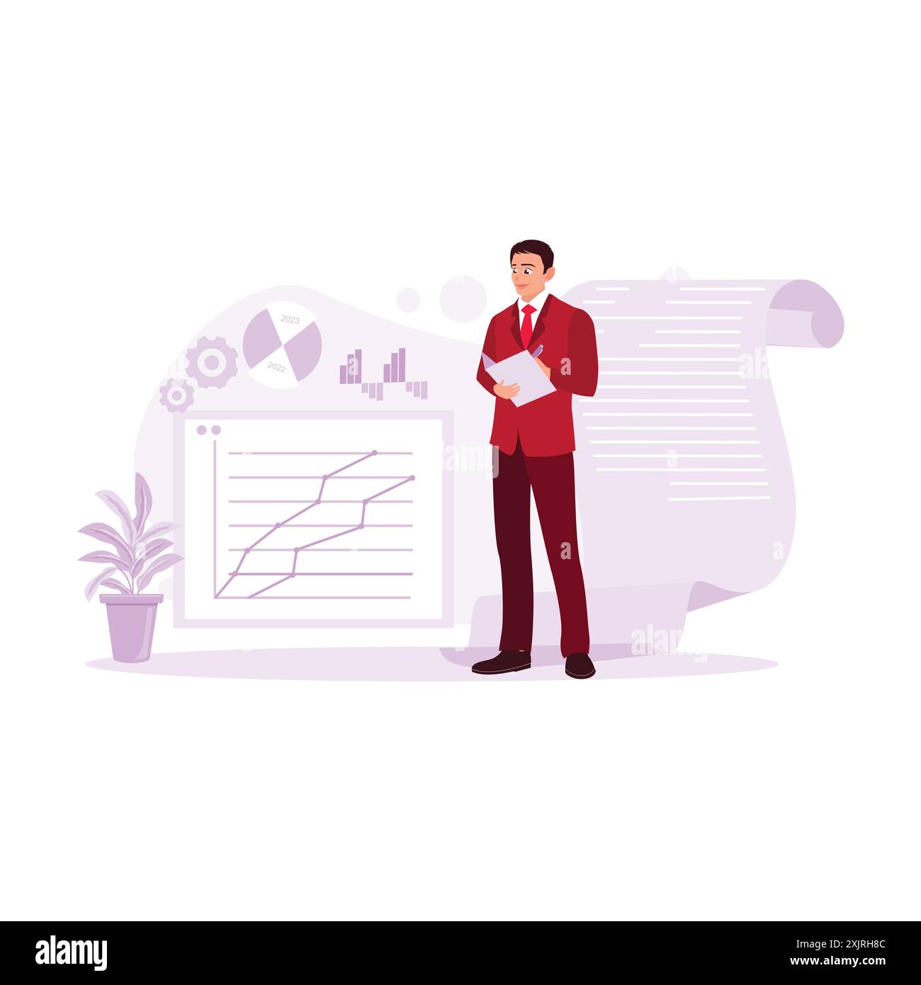 Young financial analysis worker, holding a book and pencil in hand ... Young financial analysis worker, holding a book and pencil in hand ...