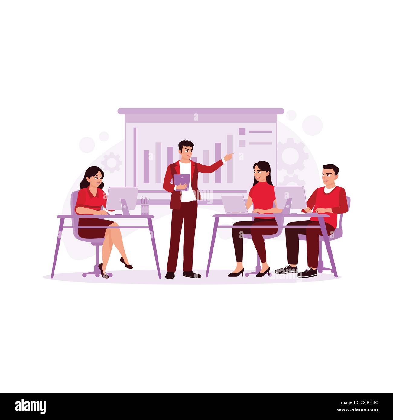 businessman having a meeting with his colleagues in the office ...