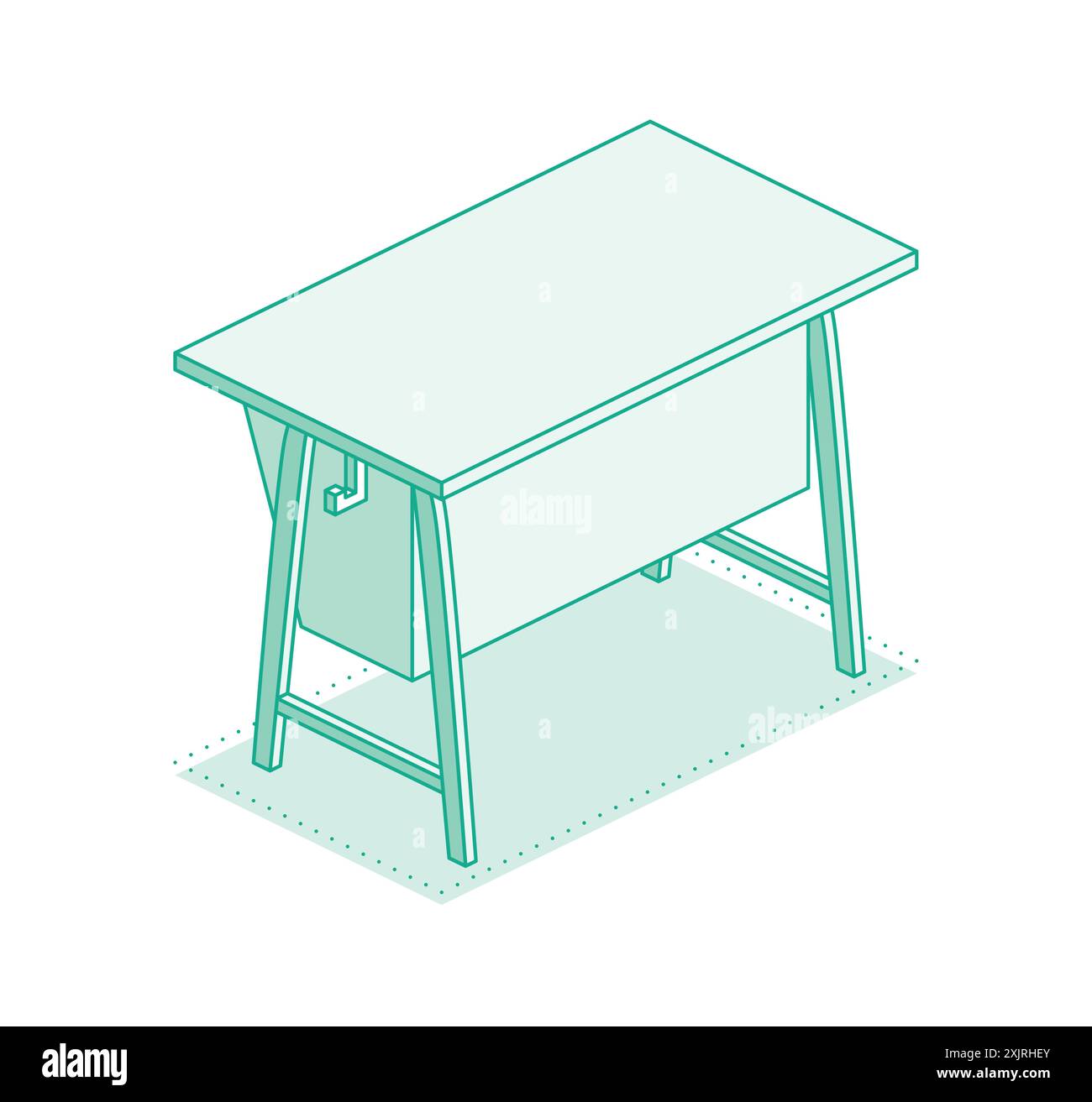 Isometric school desk table. Vector illustration. Outline object ... Isometric school desk table. Vector illustration. Outline object ...