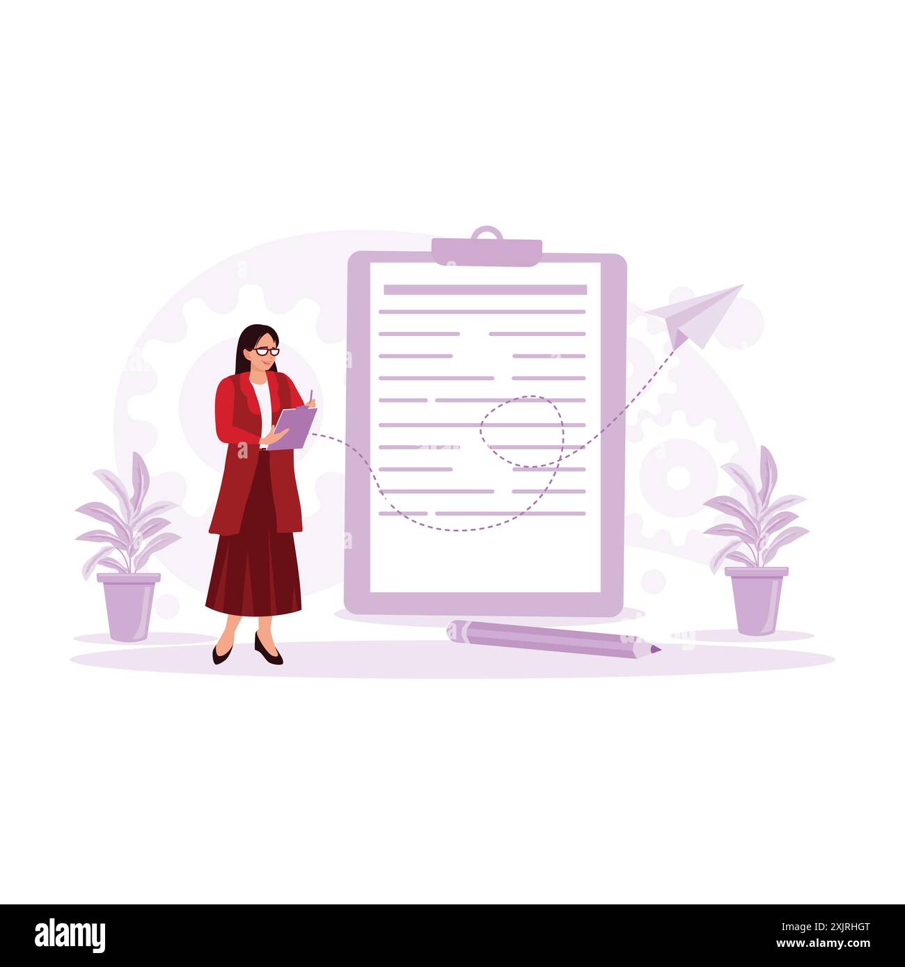 Woman clipboard standing in Stock Vector Images - Alamy