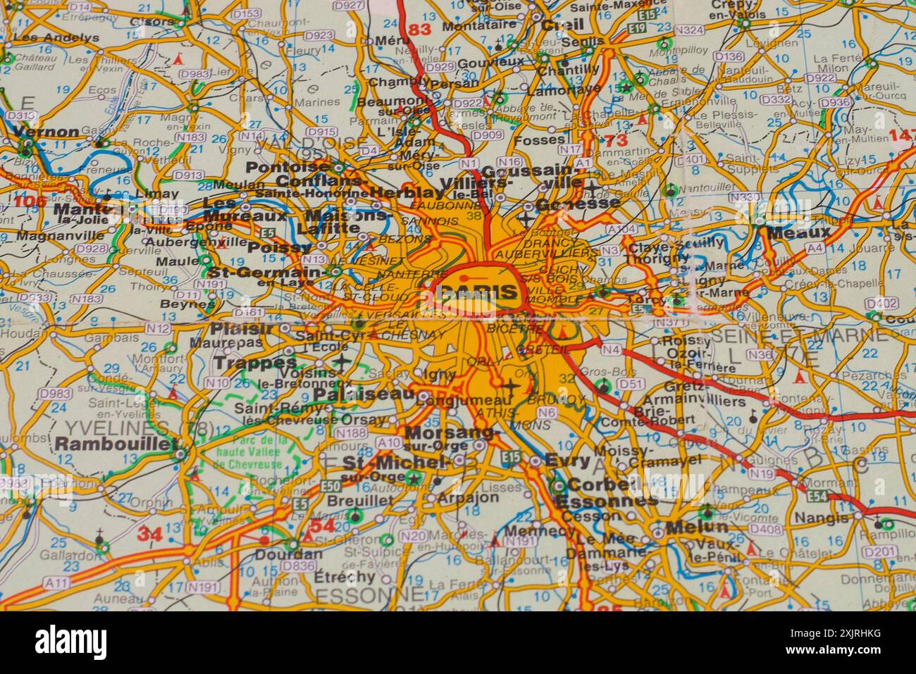 Old fashioned paper road map hi-res stock photography and images - Alamy