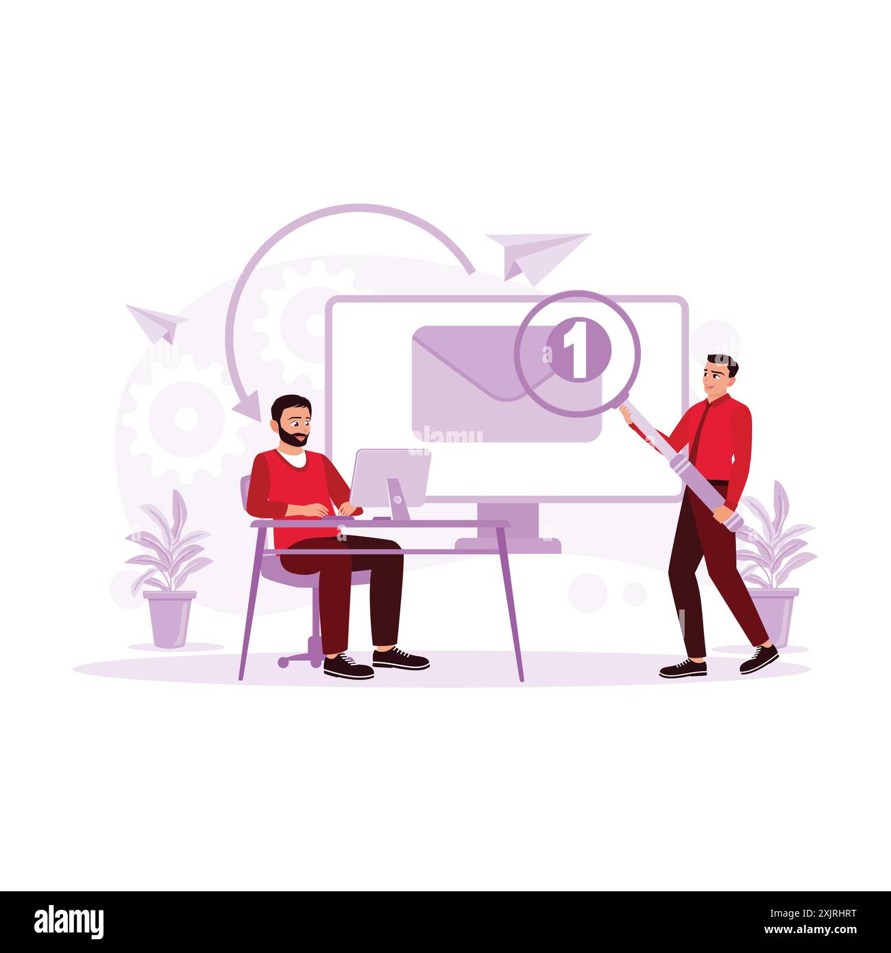 Standing desk office confident Stock Vector Images - Alamy