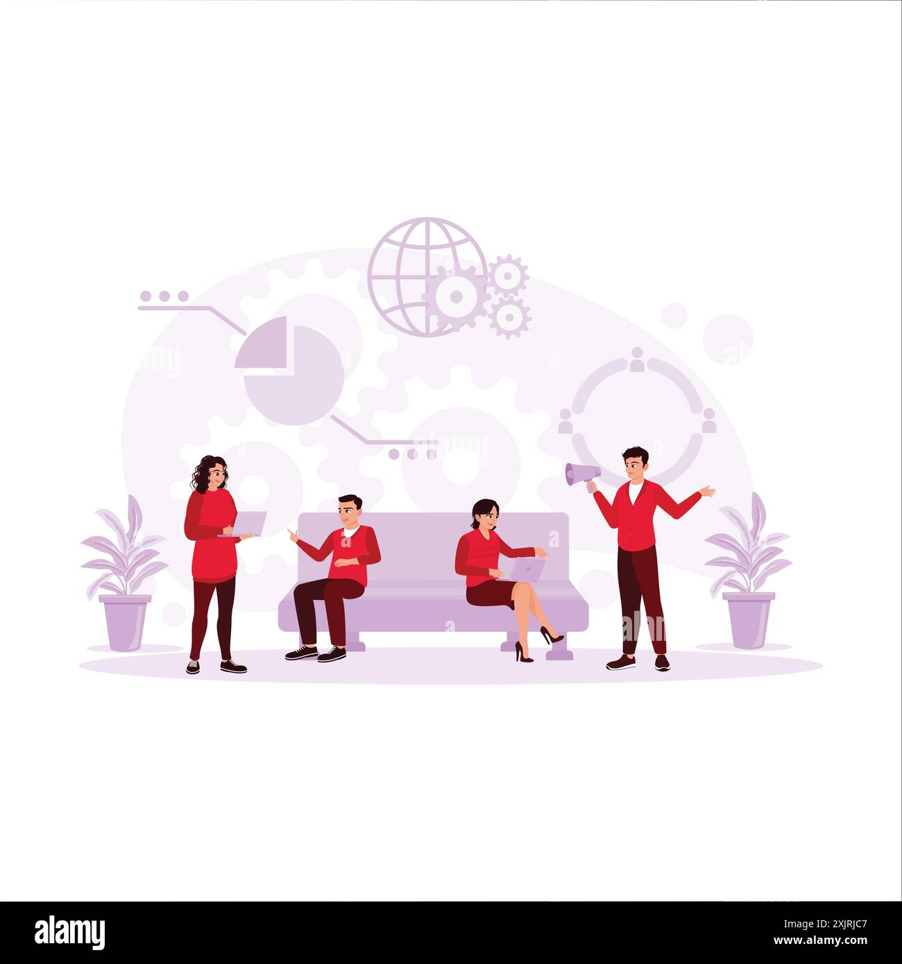 Business groups, discussing teamwork and startup business. Trend Modern ...