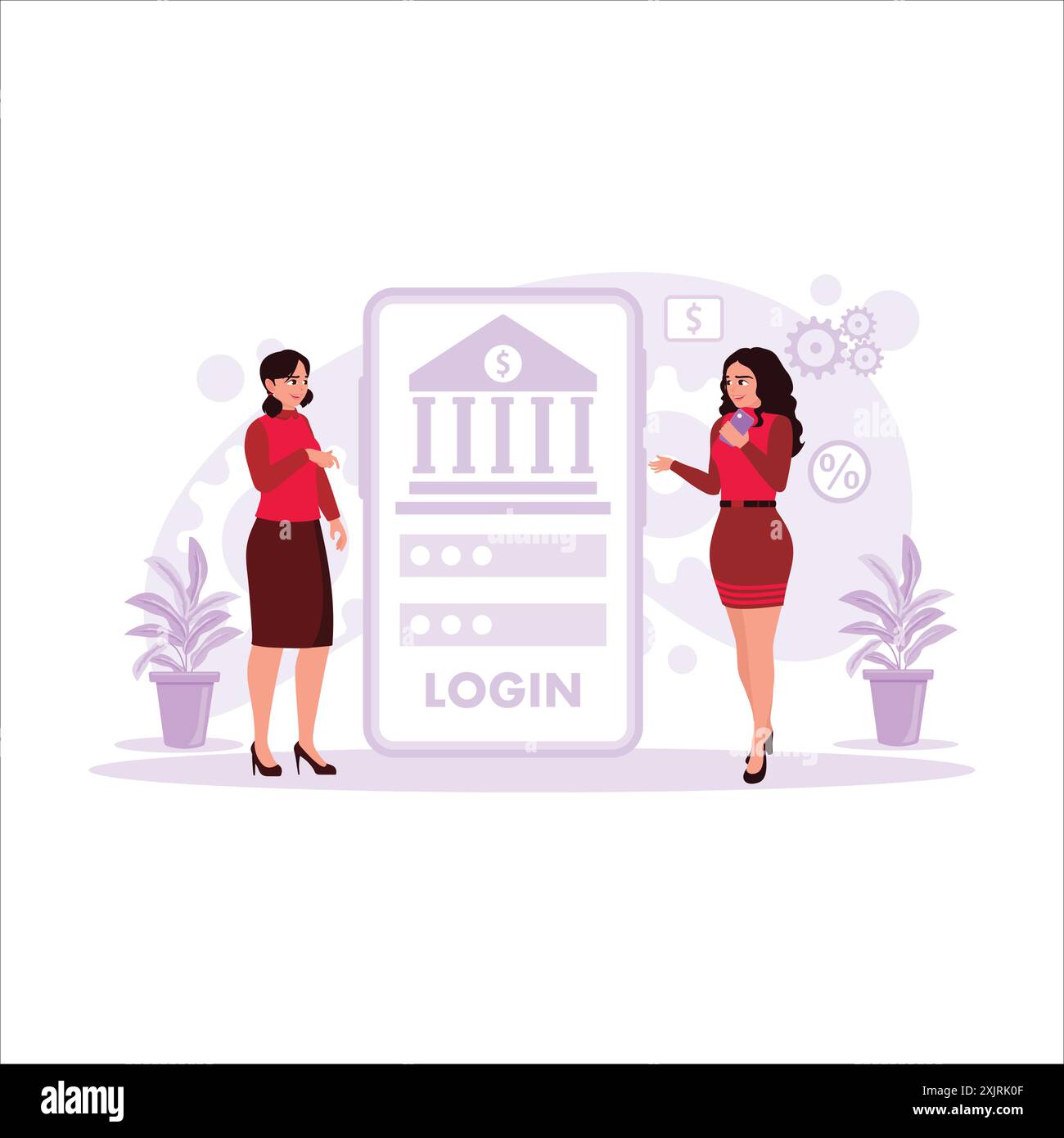 Women looking mobile phone Stock Vector Images - Alamy