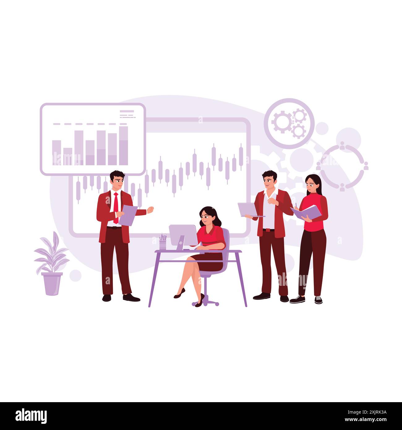 Discussing graph charts Stock Vector Images - Alamy
