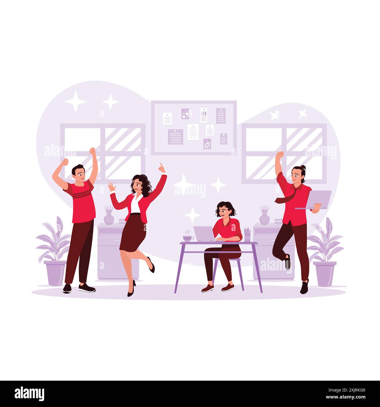 The creative business team celebrates successful project success in the ...