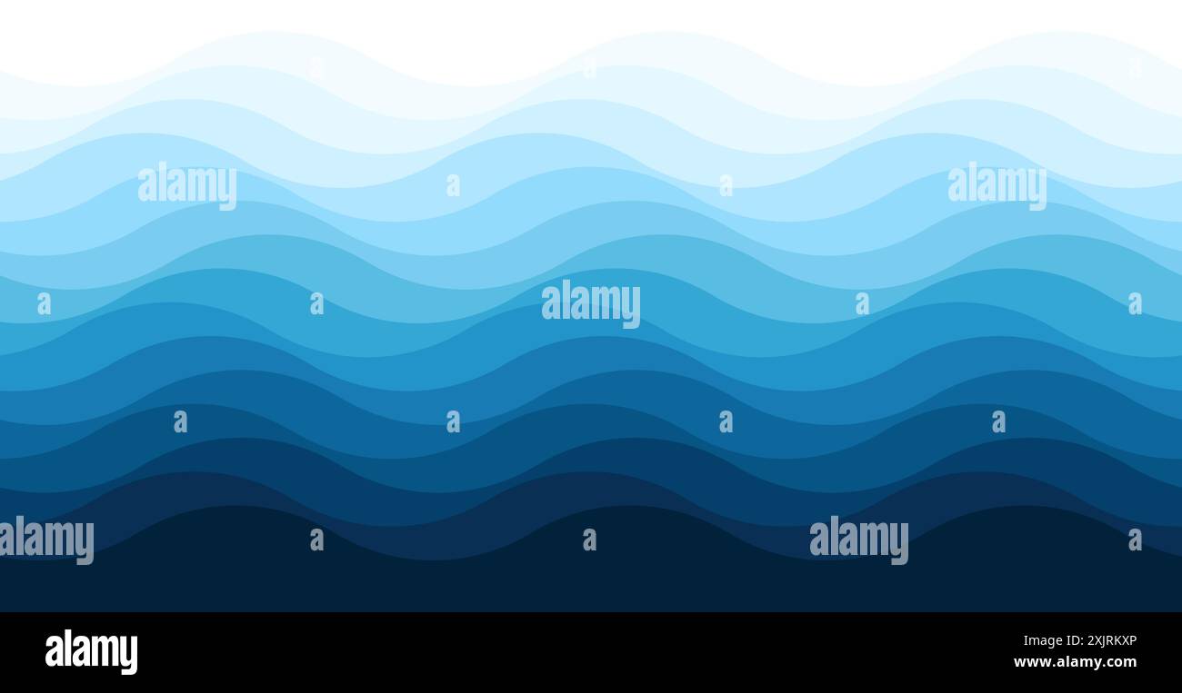 Blue waves, seamless, abstract, gradual background illustrate the sea ...