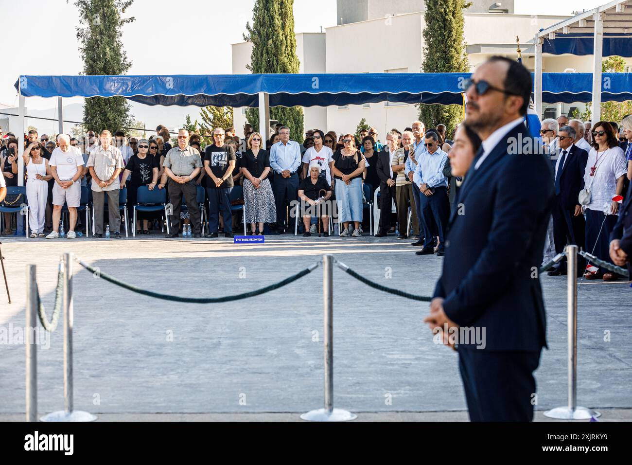 Nicosia, Cyprus. 20th July, 2024. The crowd is seen in the background ...