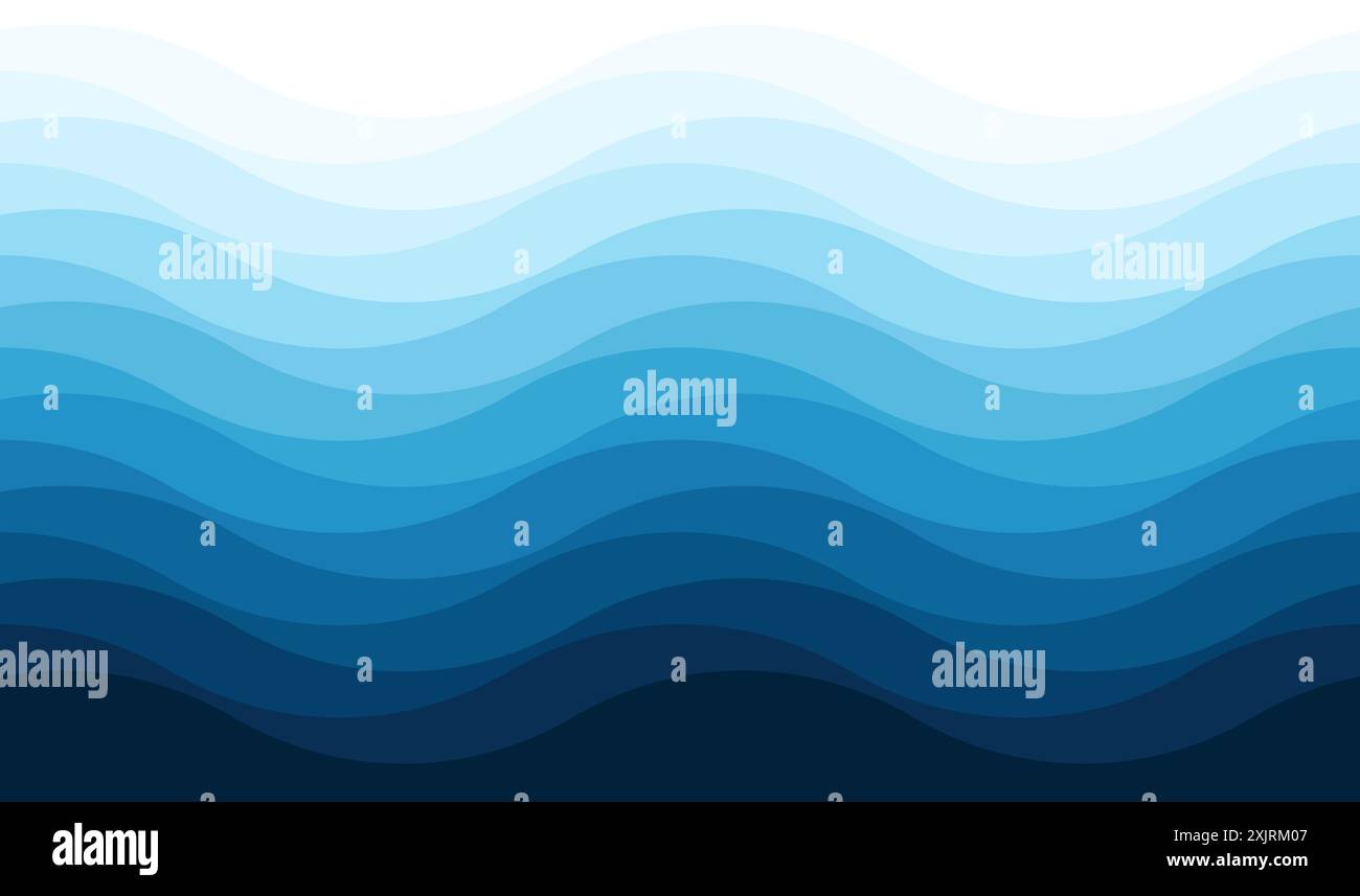 Blue waves, seamless, abstract, gradual background illustrate the sea ...