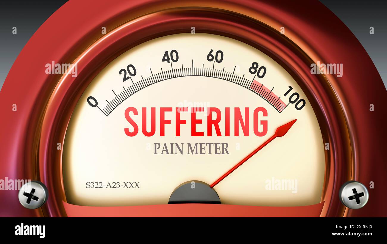 Suffering and pain that is hitting a full scale hi-res stock ...