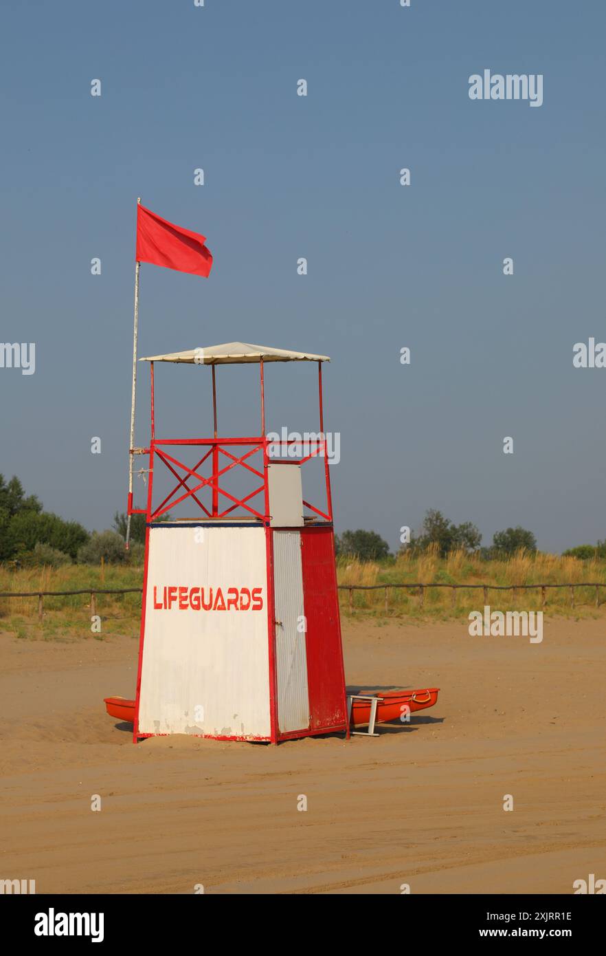tall tower used by lifeguards on the beach to keep an eye on swimmers ...