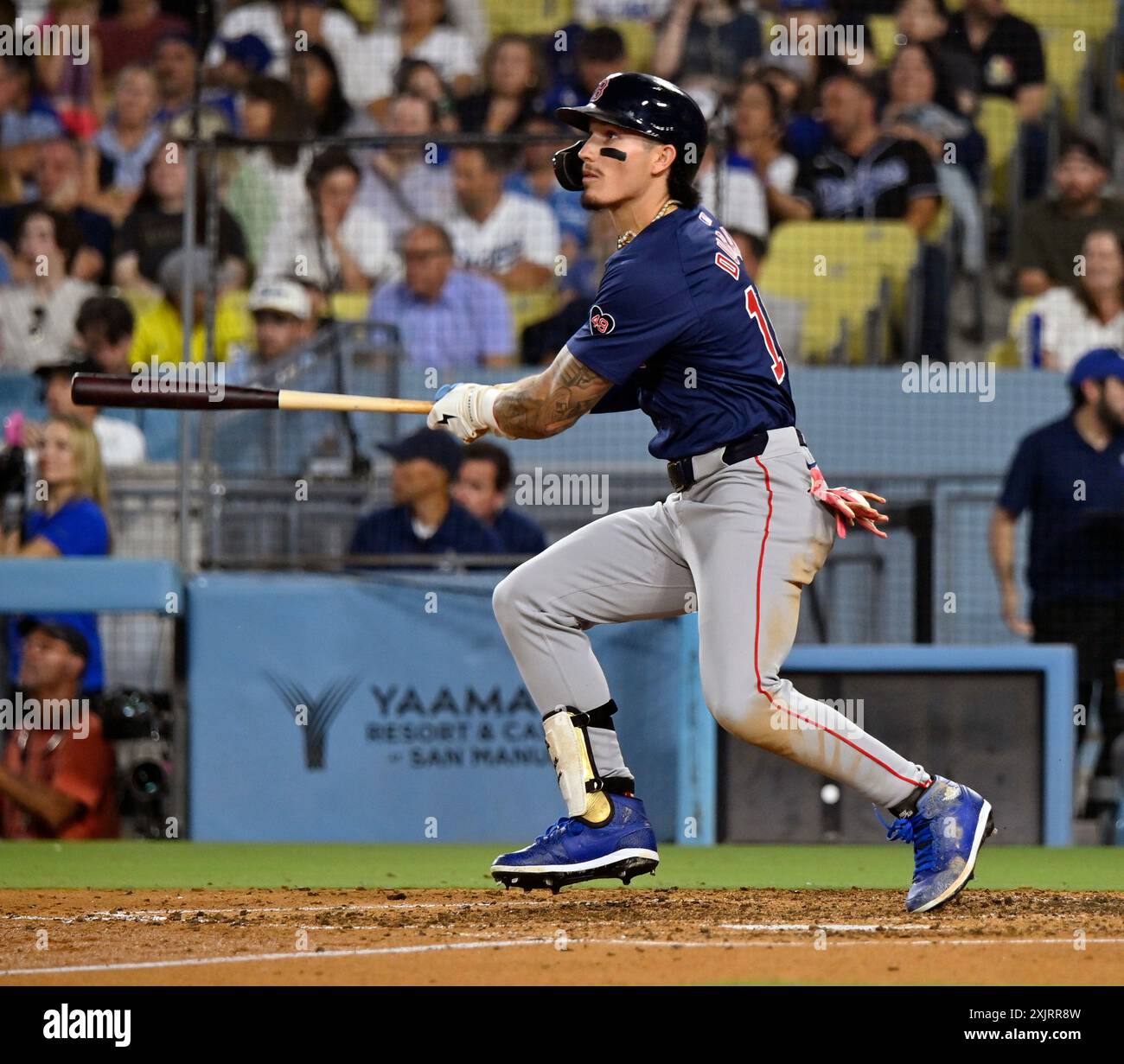 Boston Red Sox Jarren Duran hits a solo home run off the Los Angeles ...