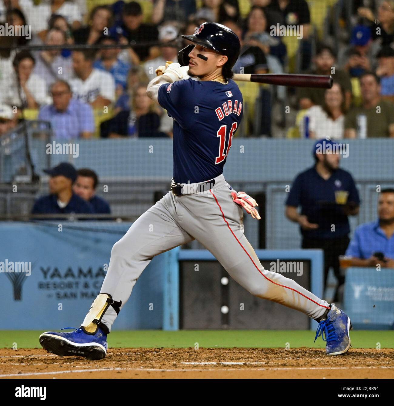 Boston Red Sox Jarren Duran hits a solo home run off the Los Angeles ...