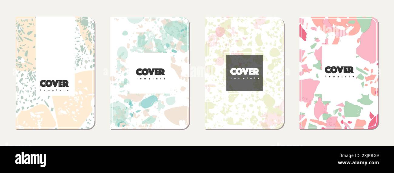 Notepad cover design. Terrazzo abstract background made of natural ...