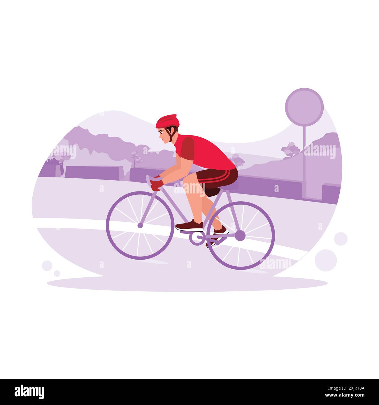 Male cyclist riding his bicycle at high speed in a bicycle competition ...