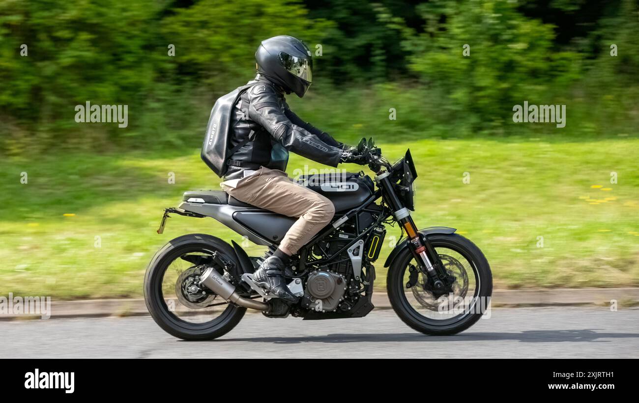 Milton Keynes,UK - July 18th 2024: Man riding a 2021 Husqvarna ...