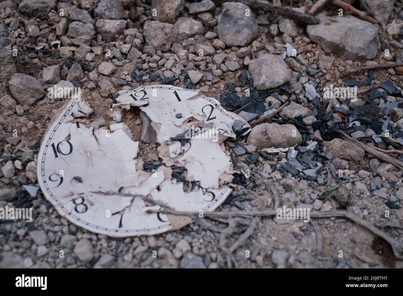 Classic Analog Clock In The Sand On The Rock Desert Stock Photo - Alamy