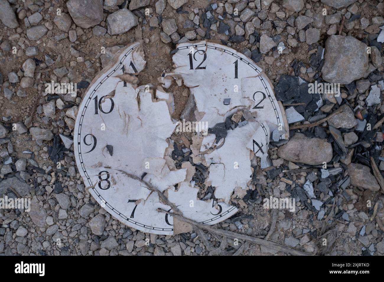 Classic Analog Clock In The Sand On The Rock Desert Stock Photo - Alamy