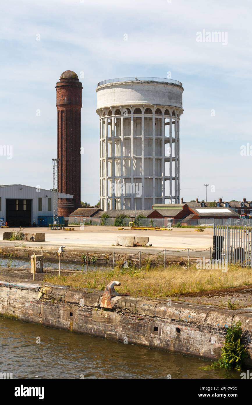 The salt and pepper pot water towers in Goole Stock Photo - Alamy