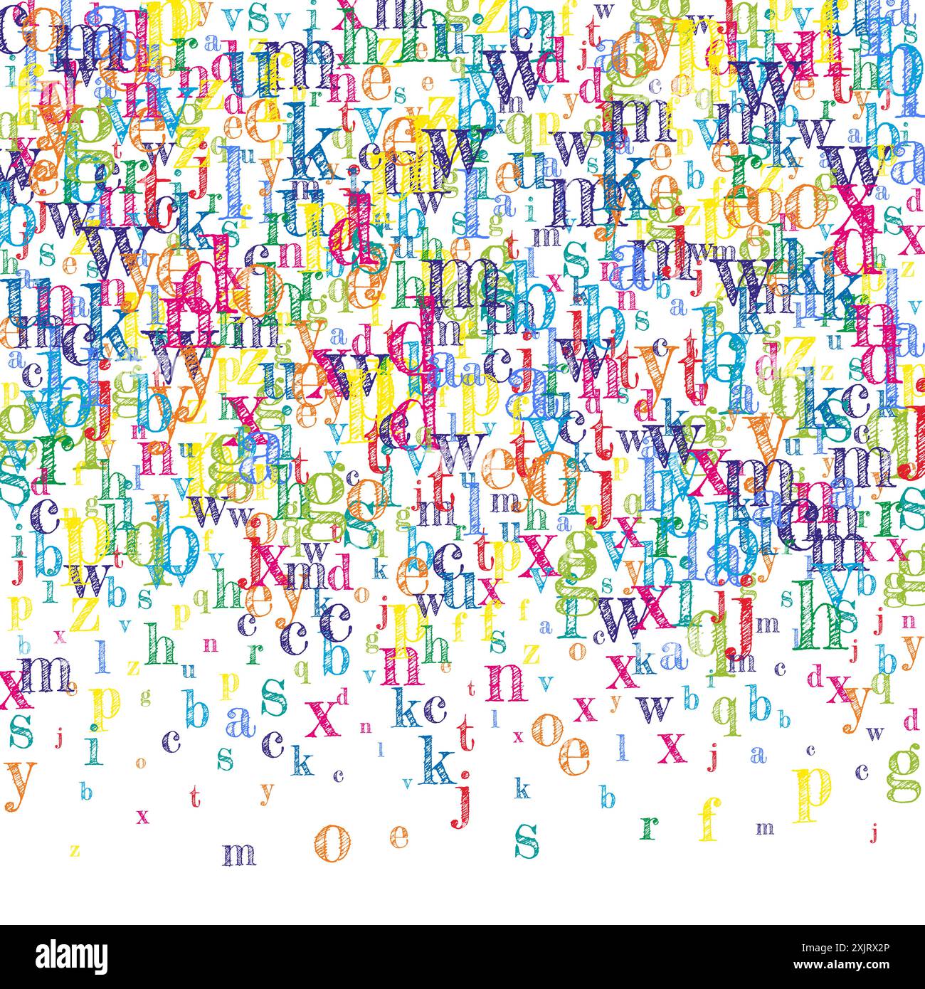 Concept of school background. Colorful childish falling letters of ...