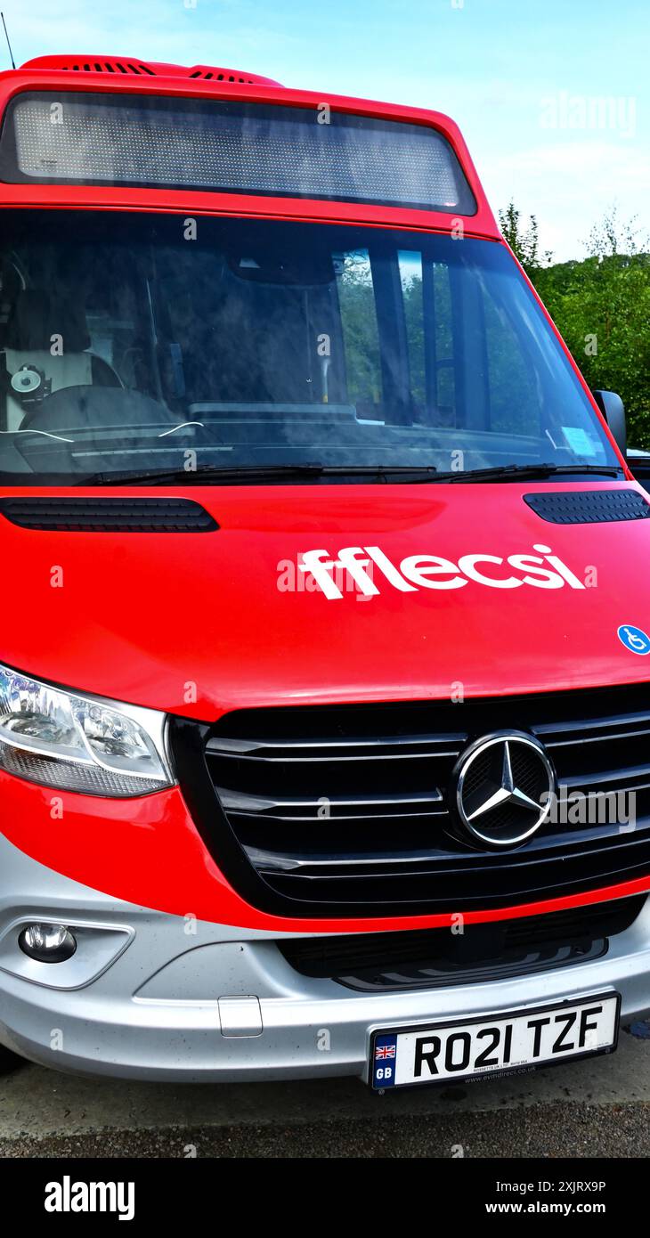 Fflecsi bus of Transport for Wales parked up in Dolgellau Stock Photo ...