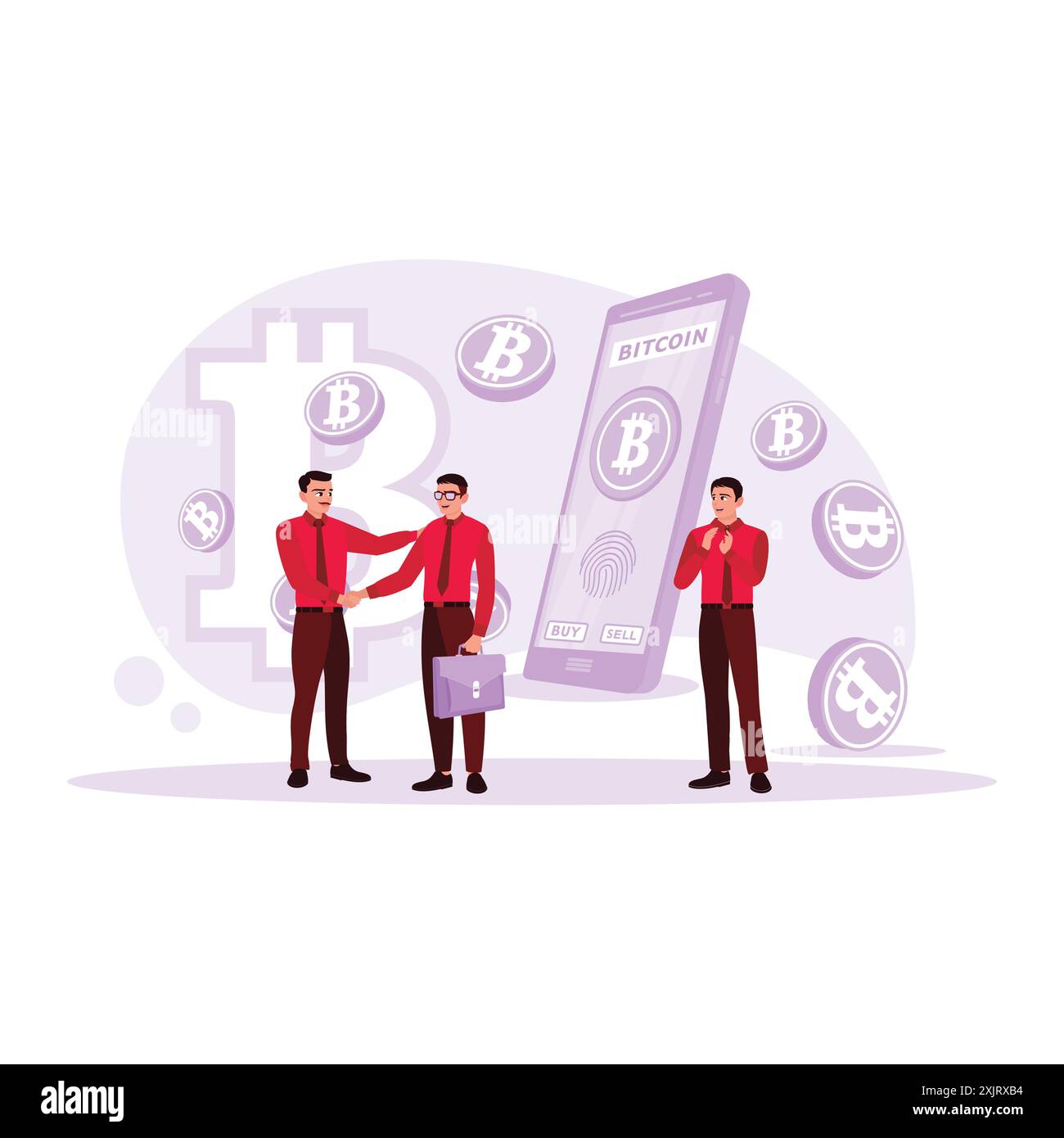 Two businessmen were shaking hands and transacting, an employee ...