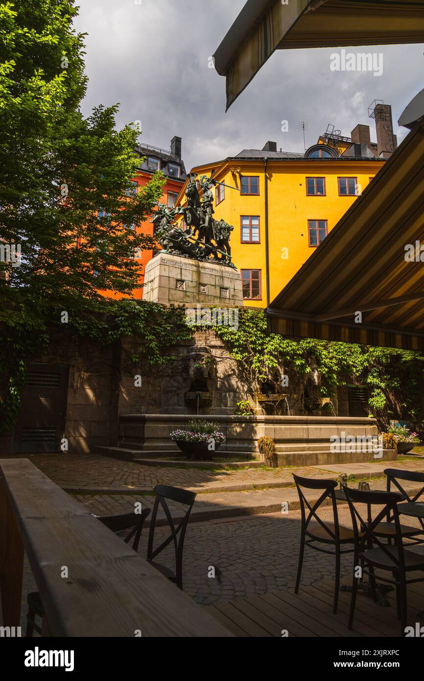 Sculpture and fountain of St. George and the Dragon (Sankt Göran och ...