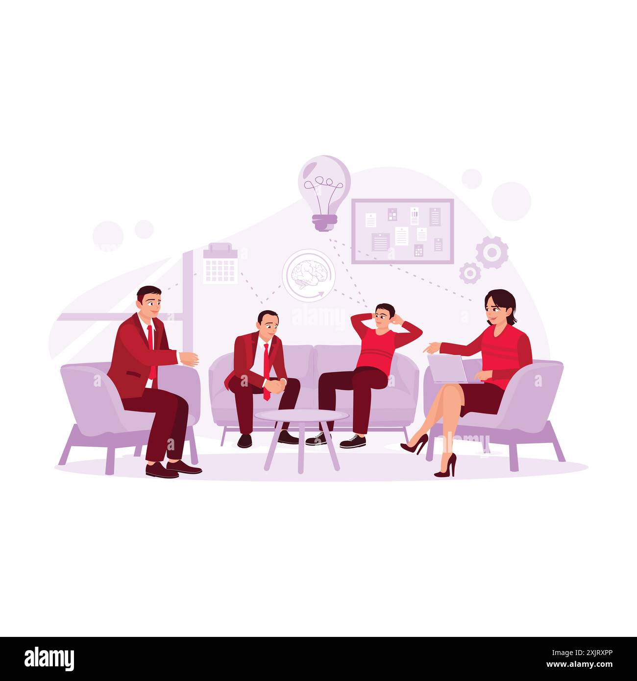 Groups of office youth gathered to hold meetings, discuss and exchange ...