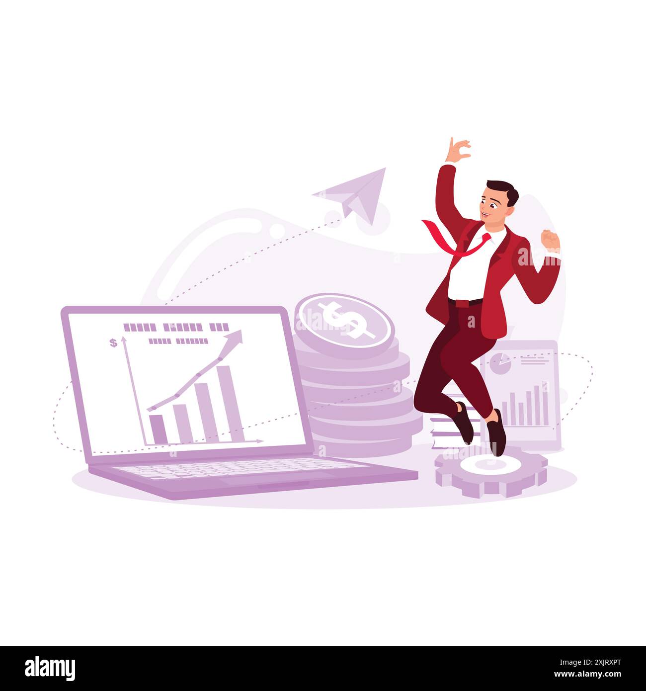 Happy portrait of a young entrepreneur succeeding in increasing the ...