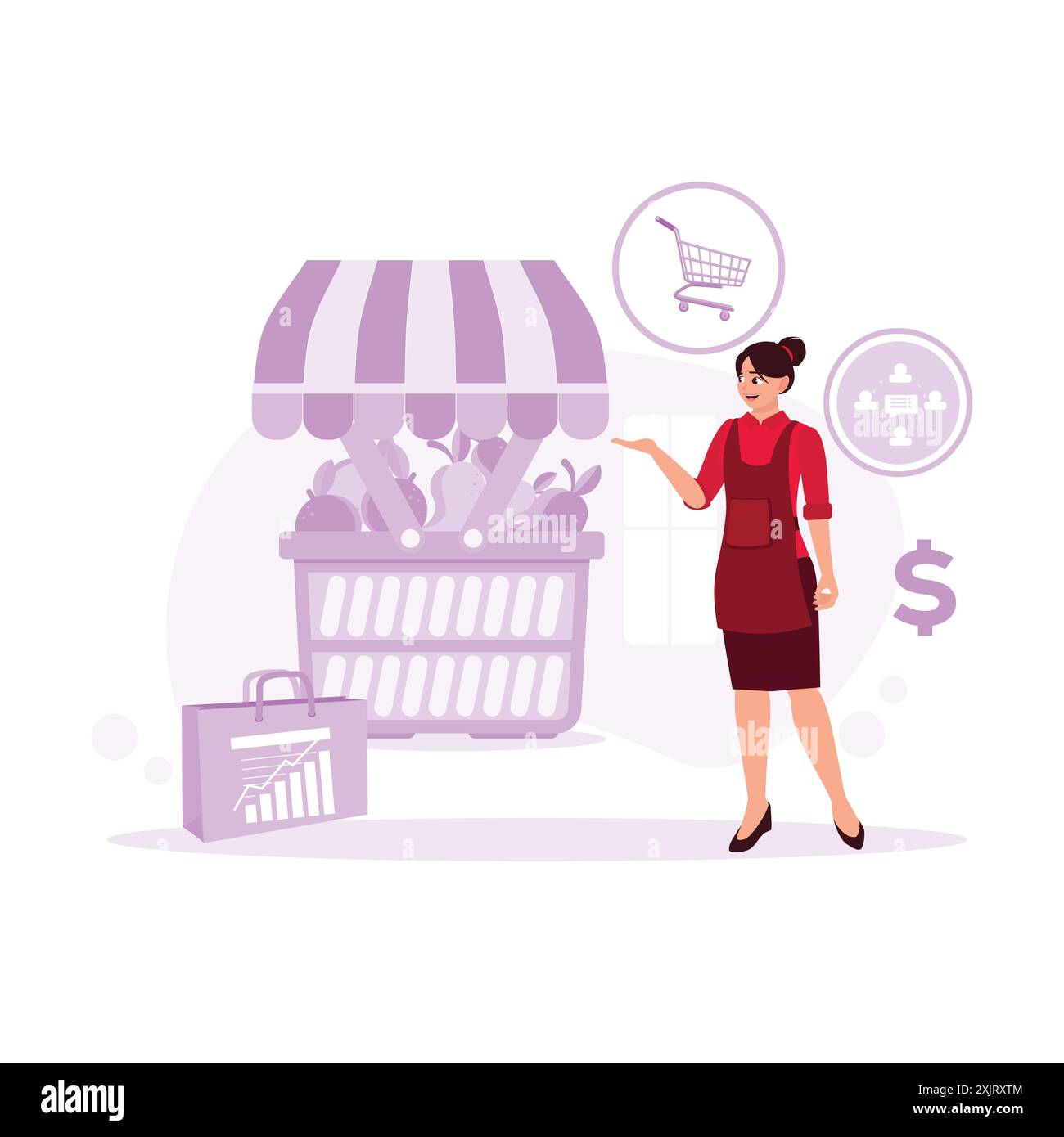 Supermarket female employees offer products with enthusiasm. Trend ...