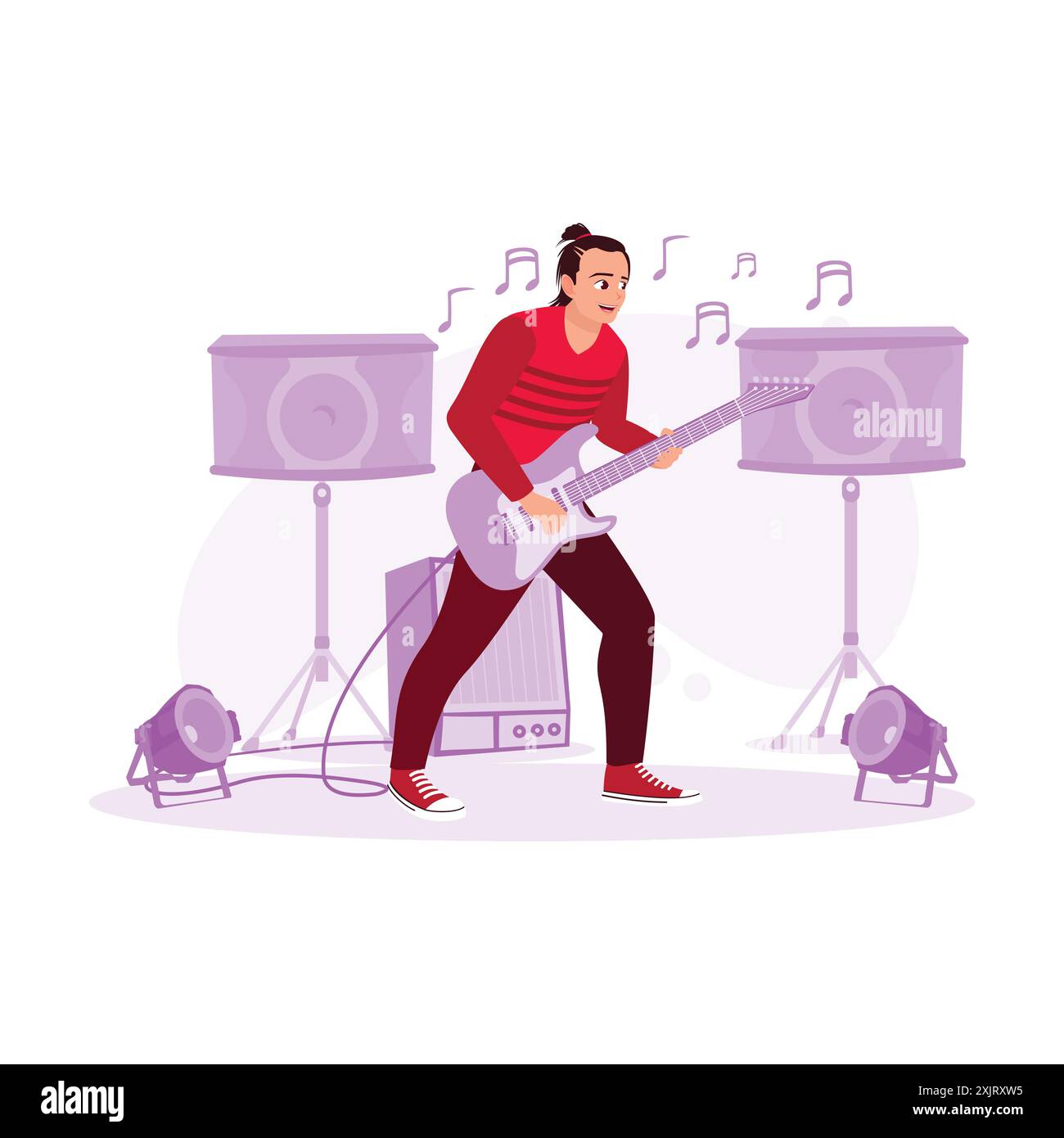 Professional electric guitar players look stunning on stage. Trend ...