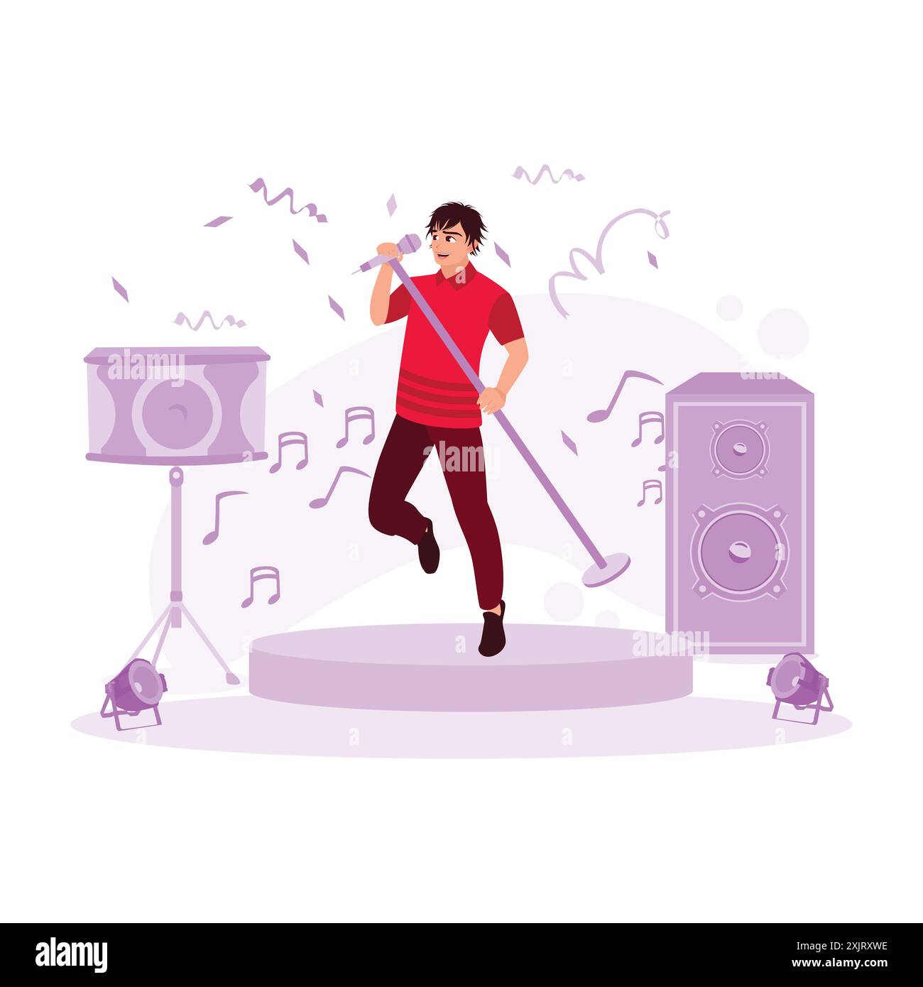 The male solo singer with a microphone looks stunning with his ...