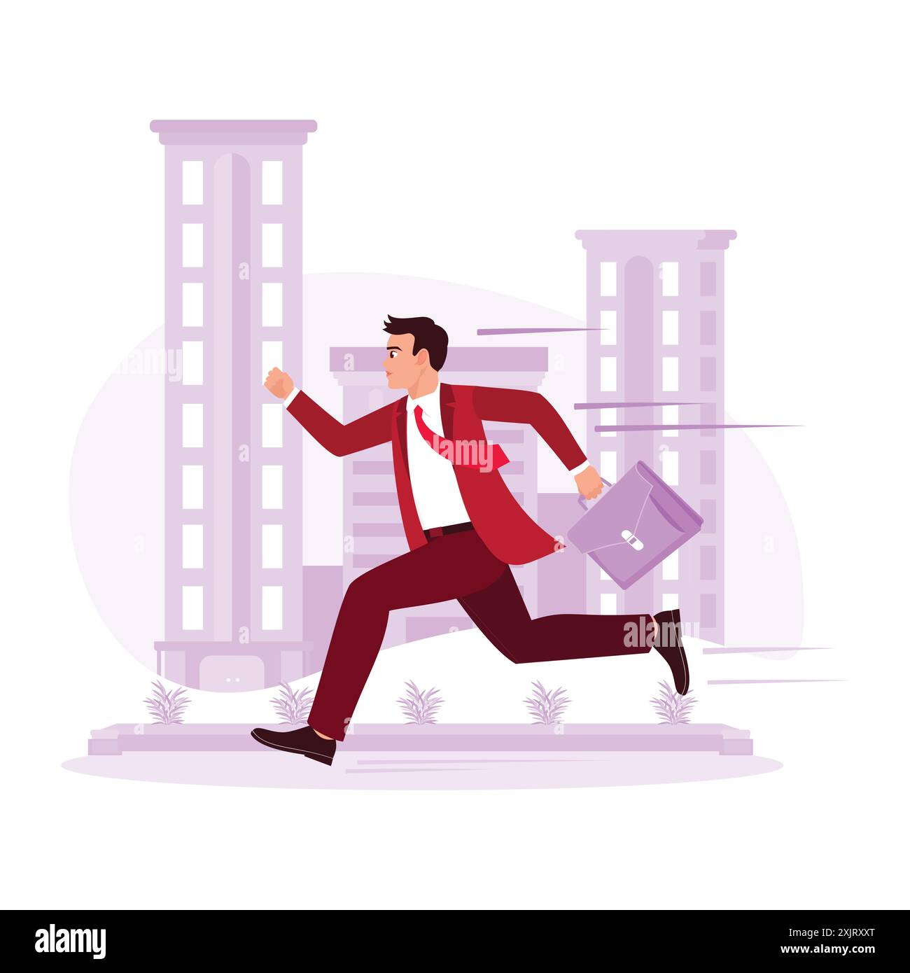 The young man in a suit is running excitedly toward a new goal. Trend ...