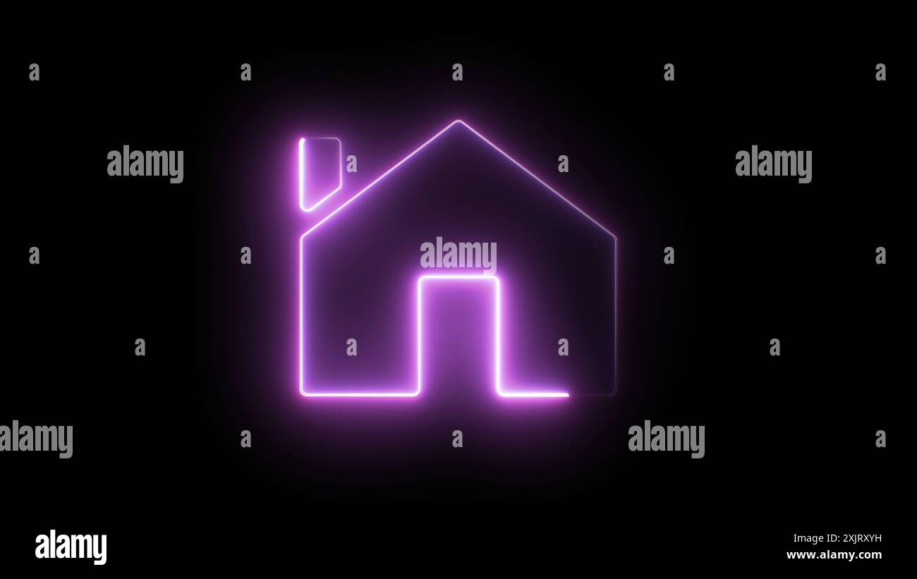 Modern neon house outline hi-res stock photography and images - Alamy