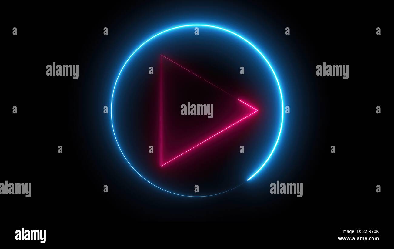 Neon play button. Computer generated 3d render Stock Photo - Alamy