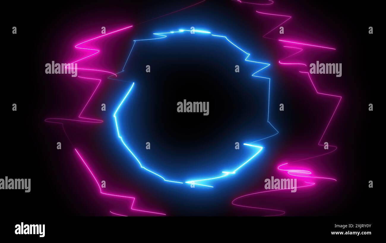 Zigzag neon object. Computer generated 3d render Stock Photo - Alamy