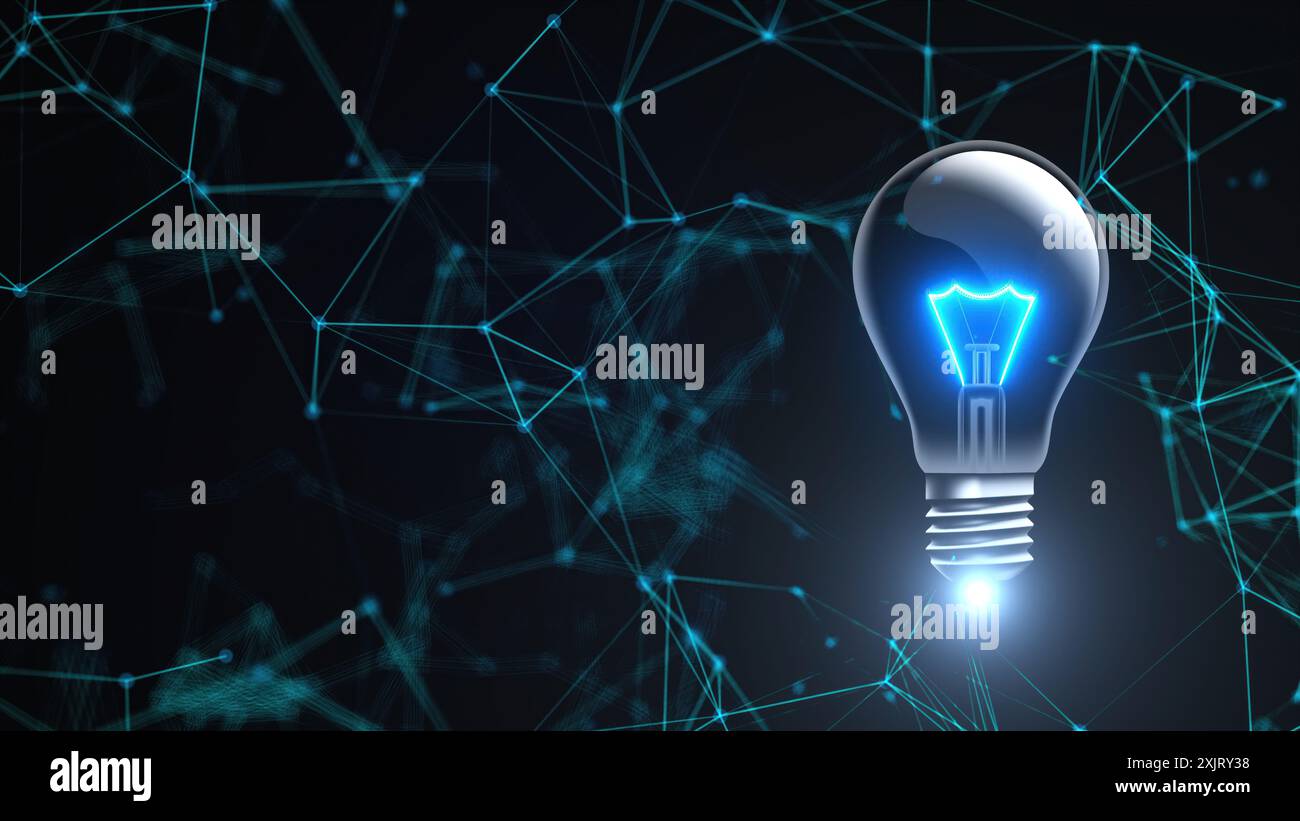 Light bulb with connection dots. Computer generated 3d render Stock ...