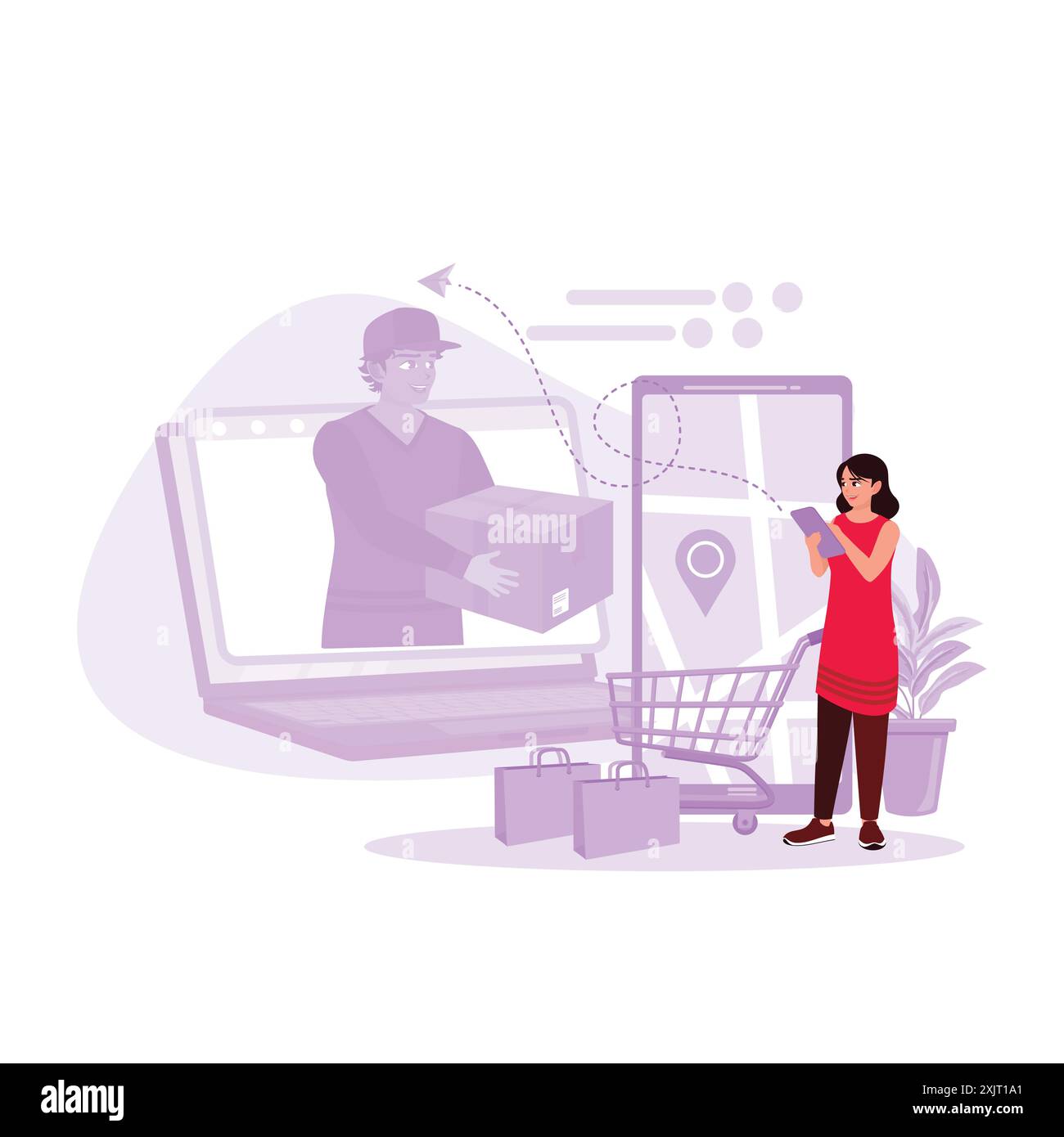 Deliveryman customer parcel boxes Stock Vector Images - Alamy